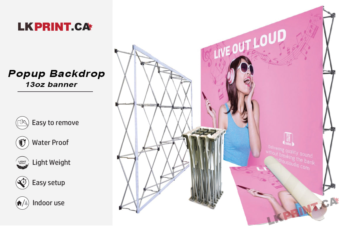Popup Backdrop -13oz banner with Velcro – LKprint.ca