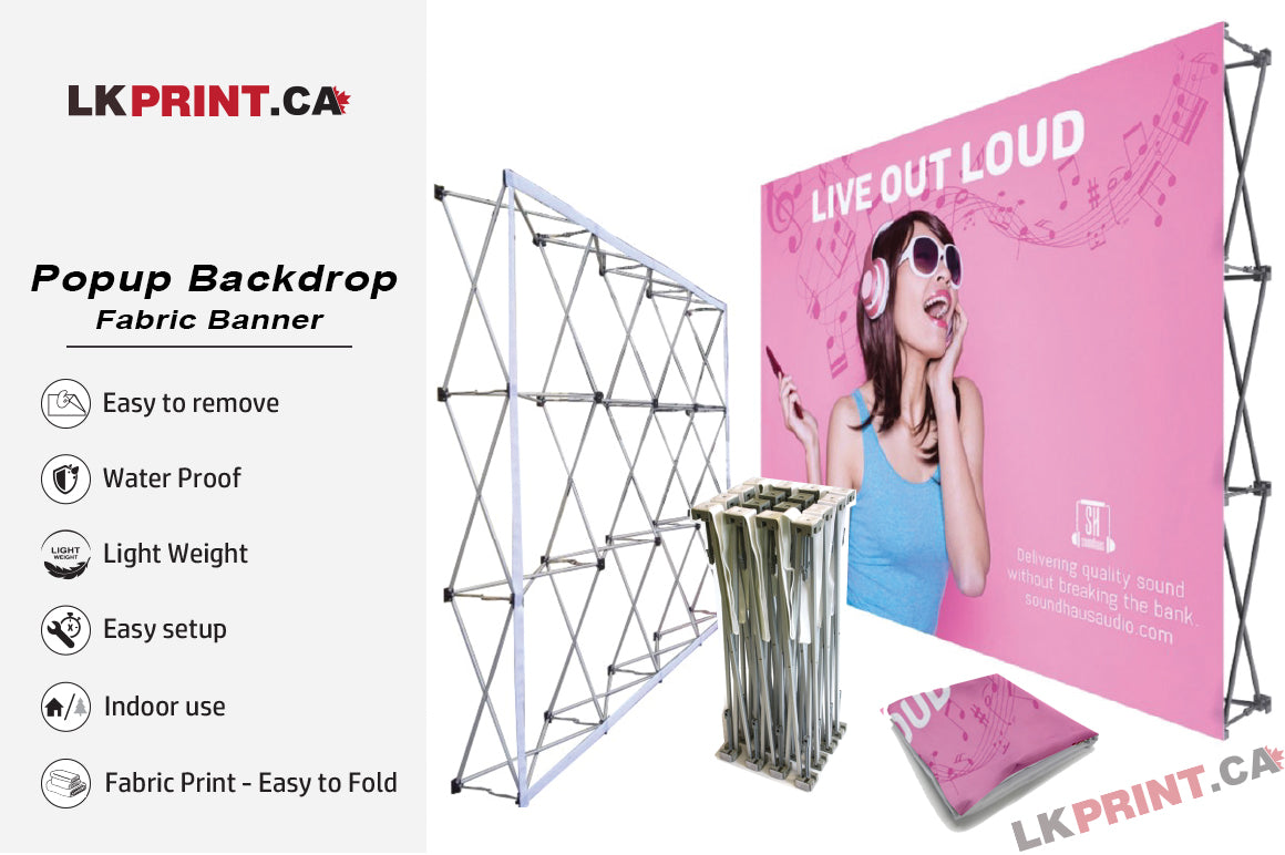 Popup Backdrop -Fabric banner with Velcro – LKprint.ca